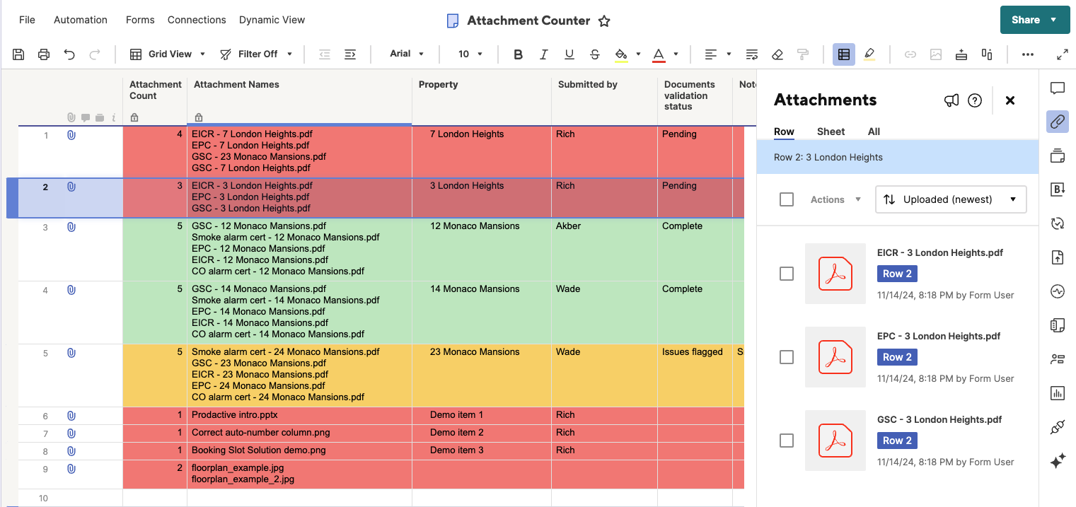 Smart Attachment Counter | Smartsheet